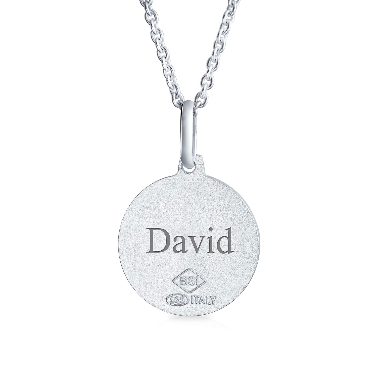 Saint Michael Patron of Military Police Security Worker Medal Medallion .925 Sterling Silver Pendant Necklace for Men Women Custom Engraved