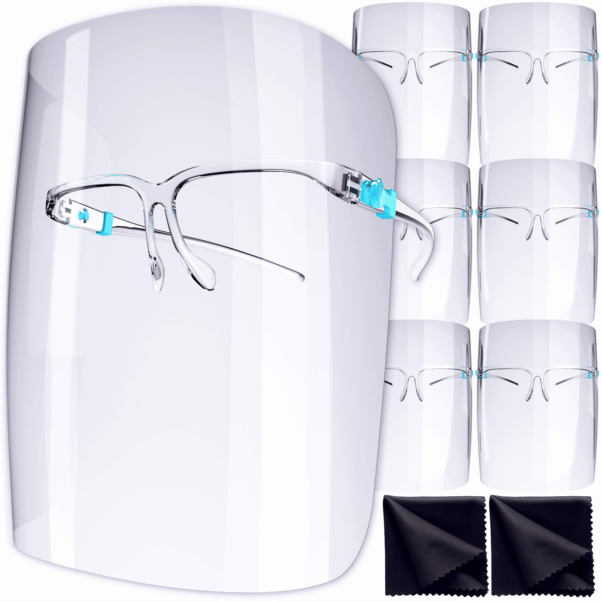 Vyzor Face Shield With Glasses Frame 7PK - Safety Face Shield For Face Mask Shield - Anti Fog Face Shield Mask - Plastic Face Shield With Clear Face Shield - Face Sheild - Faceshield For Women & Men