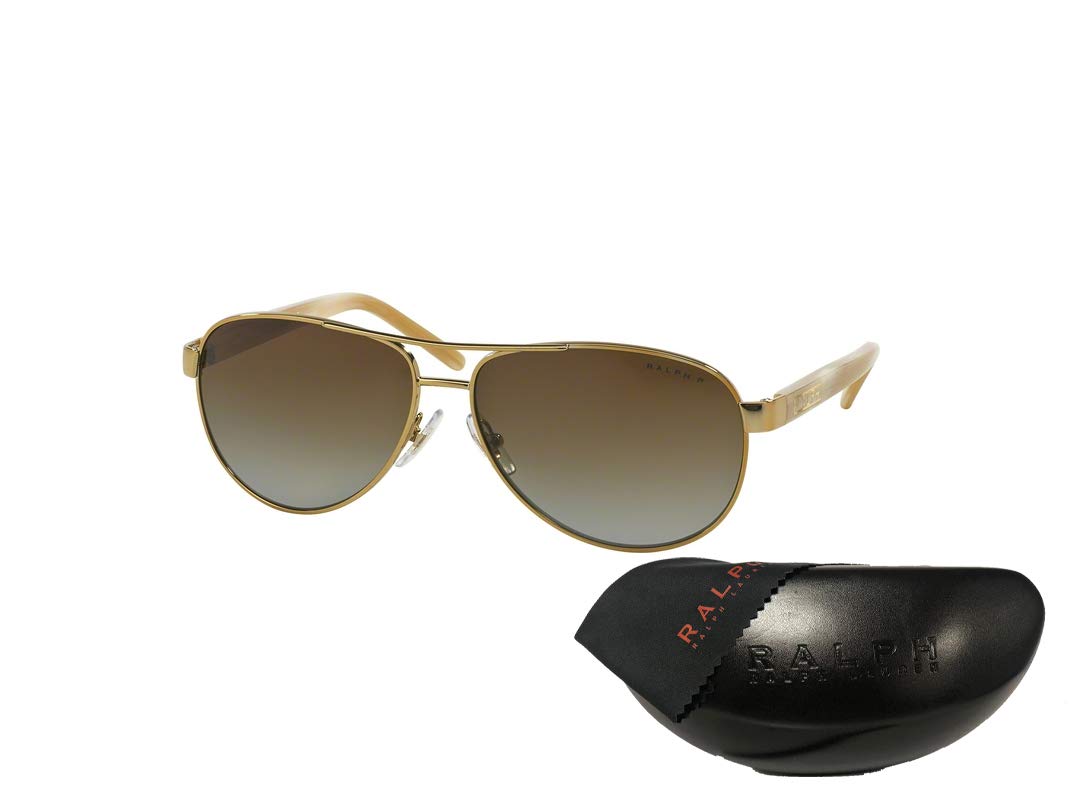 Ralph Lauren RA4004 101/T5 59M Gold/Cream/Brown Gradient Polarized Pilot Sunglasses For Women+ BUNDLE With Designer iWear Eyewear Kit