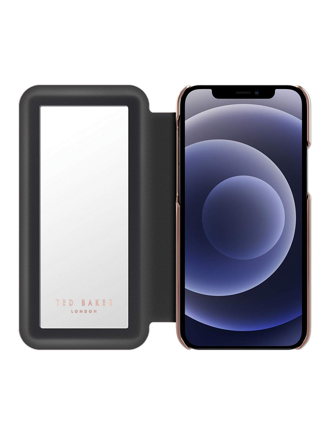 Ted Baker Sharita Mirror Folio Case for iPhone 12/12 Pro - Black/Rose Gold