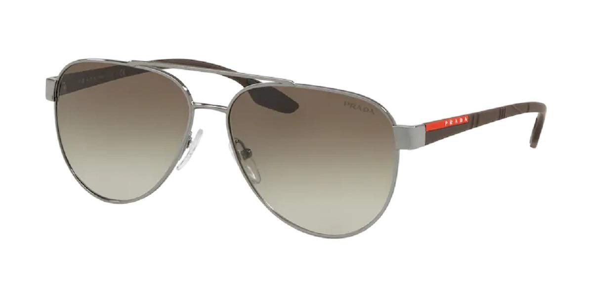 Prada PS54TS LIFESTYLE 5AV1X1 58M Gunmetal/Green Gradient Aviator Sunglasses For Men + BUNDLE with Designer iWear Eyewear Kit