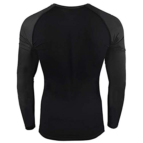 ROAR Long Sleeve MMA Rash Guard Cage Fight BJJ Wear No Gi Training Shirts (Black-Full-Sleeve, Medium)