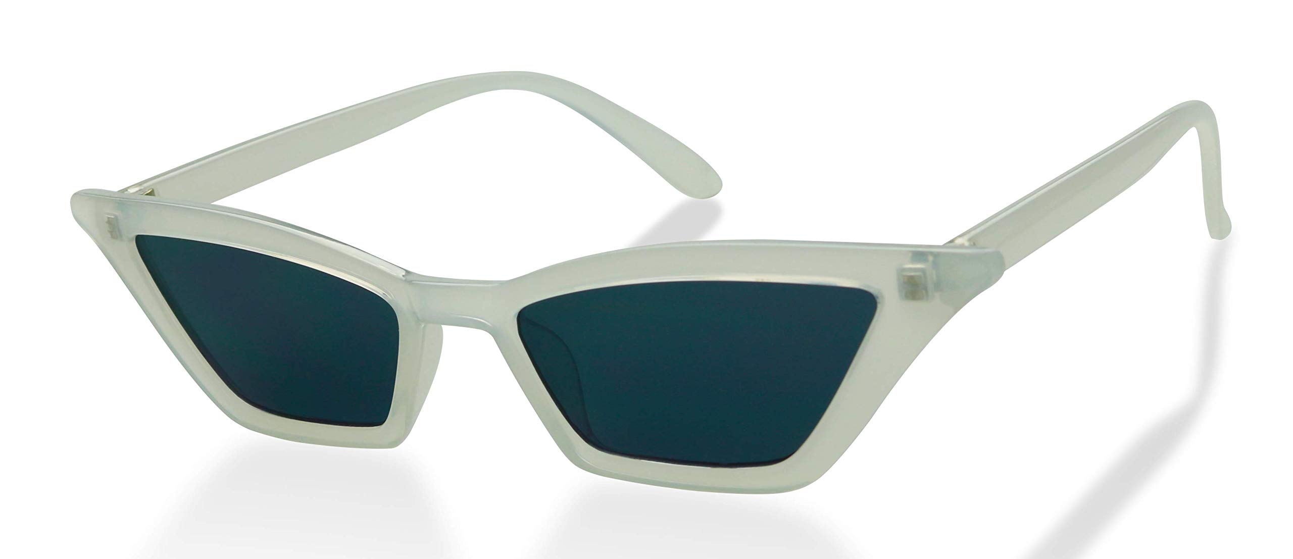 ShadyVEU Small Cateye Sunglasses Retro UV Protection Mini Vintage Narrow Wide Pointy Mod Chic (Black Frame/Black Lens)
