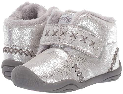 pediped baby girls Rose First Walker Shoe, Silver, 7 Toddler US