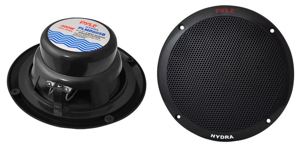 Pyle PLMRKT2B 2 Channel 400 Watt Waterproof Micro Marine Amplifier and 6.5-Inch Speaker System