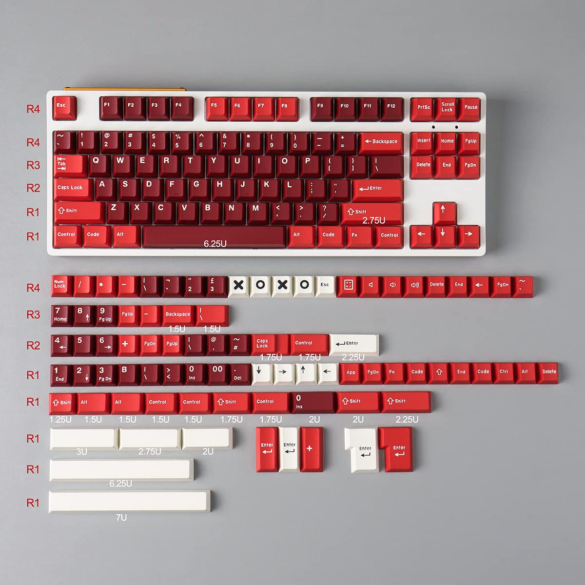 UK Keycaps 169 Keys Jamon Cherry Profile ISO/ANSI Layout 6.25u/7u Suitable for Mechanical Keyboard Keycap GH60 GK64 RK61