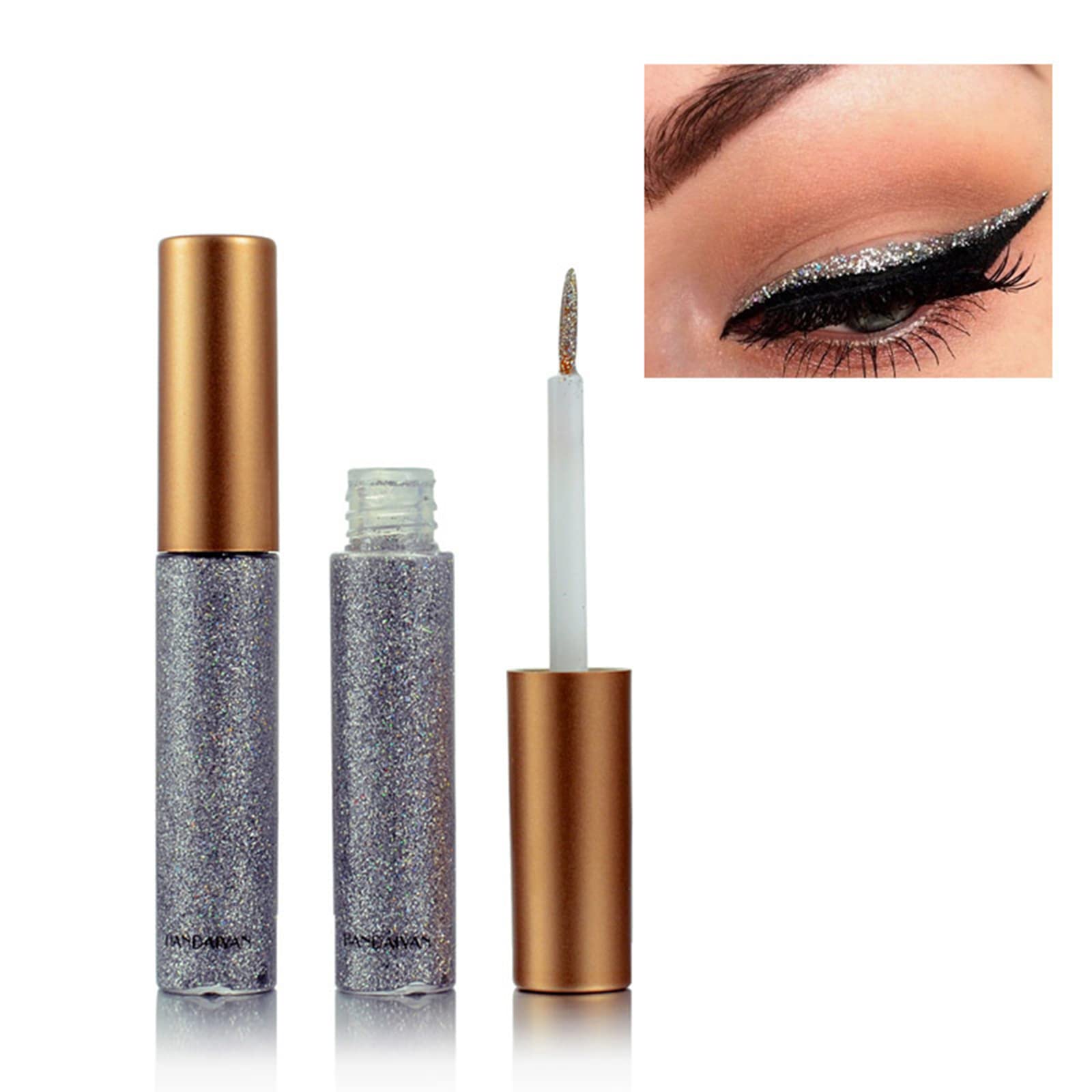 Quxunzzz Liquid Glitter Eyeshadow,Liquid Glitter Eyeliner Metallic Glitter Shimmer Eye Looks Waterproof Long Lasting Quick-Drying Sparkling Eye Shadow (03)