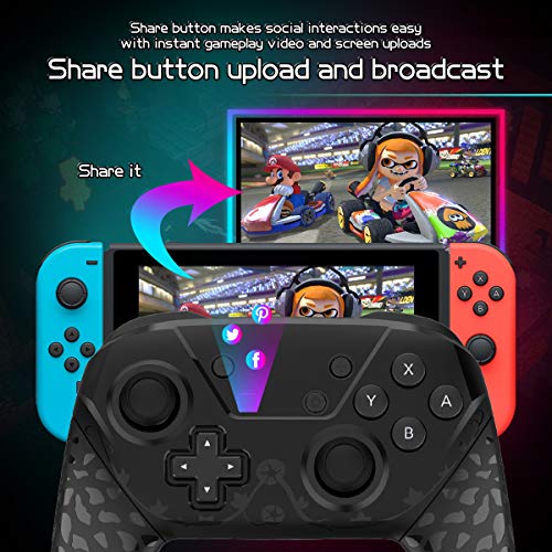 Switch Controller for Switch/Switch Lite, YAEYE Switch pro Gamepad Joystick with NFC, Wake-up, Dual Shock, Gyro Axis and Motion Control Support Screenshot Functions