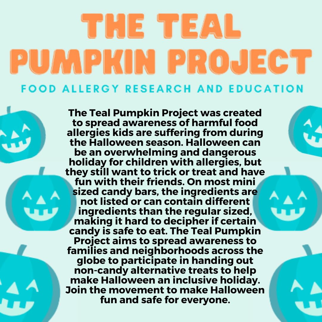Teal Pumpkin Halloween Flashlight Glow Torch - Light Up Jack O Lantern Trick or Treat Accessory - Official Teal Pumpkin Project Gear, Let People Know your House is Allergy Freindly! Non-Candy Treat