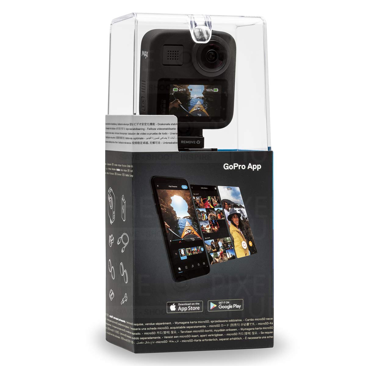 Pixel Hub GoPro MAX 360 Action Camera All in 1 PRO Accessory Bundle Includes: Extreme 64GB MicroSD, Head and Chest Strap, Floaty Bobber, Selfie Stick, Carry Case and More