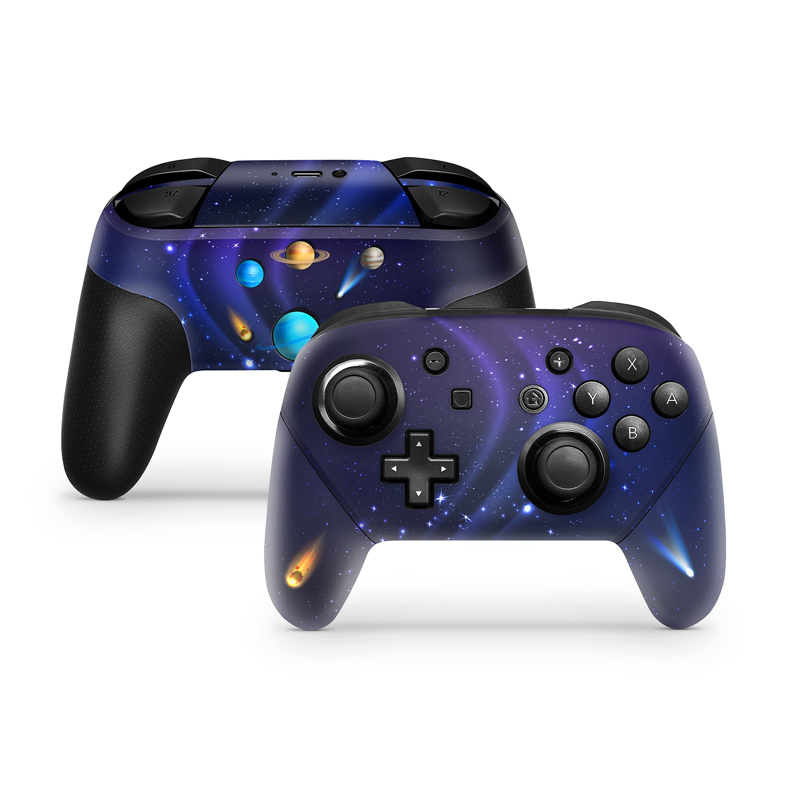 TACKY DESIGN Galaxy Skin for Nintendo Switch Controller skin purple space, Sticker compatible for Pro controller skin Leaf Vinyl 3m Decal Full wrap Cover