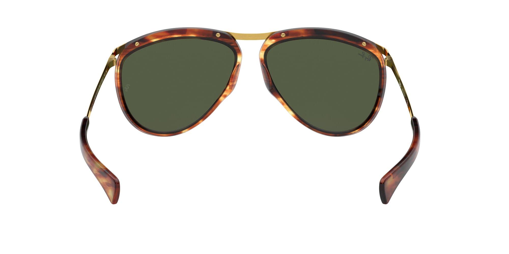 Ray-Ban RB2219 Olympian Aviator Sunglasses, Striped Havana/G-15 Green, 59 mm