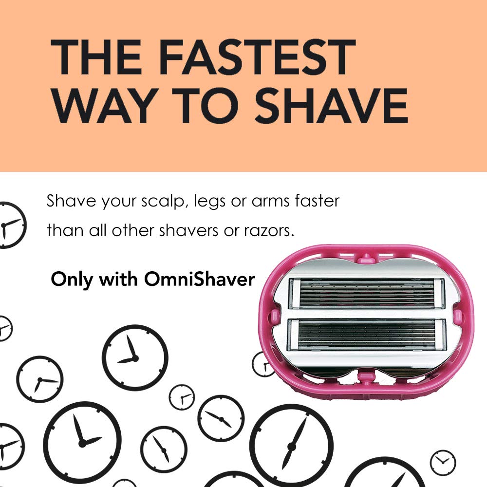 Premium Omnishaver - Pink - The Fastest Way to Shave Head, Legs, Arms, Body| An Alternative to Disposable Shaving Razors Self Cleans & Strops During Use with Durable Blade| Bald Head Shaver for Women