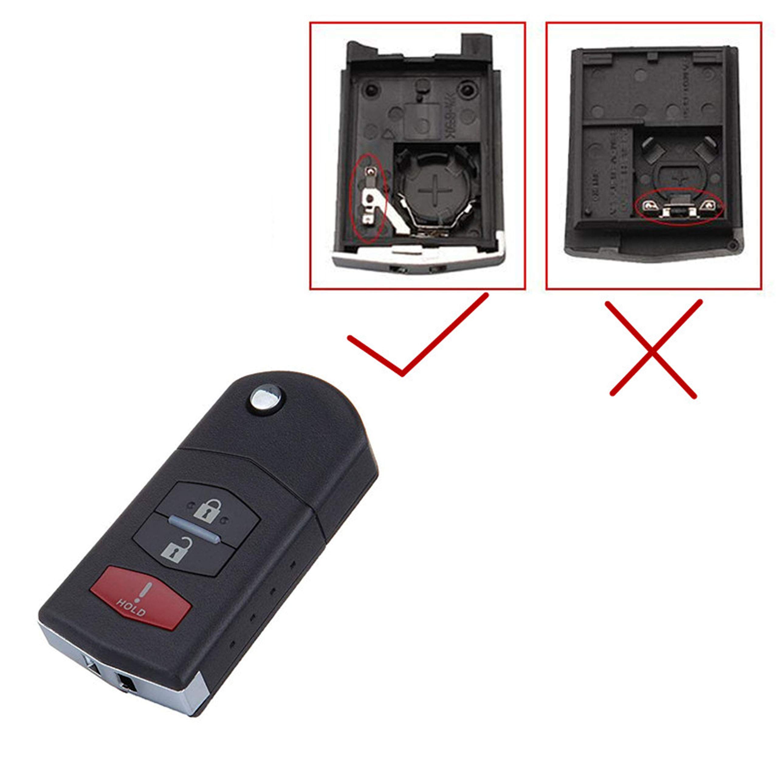 QIXIUBIA Replacement for Mazda 3 Buttons Key Fob Shell Remote Case with Folding Uncut Blade Fit for Mazda 3 5 6 RX8 CX5 CX7 CX9 Keys