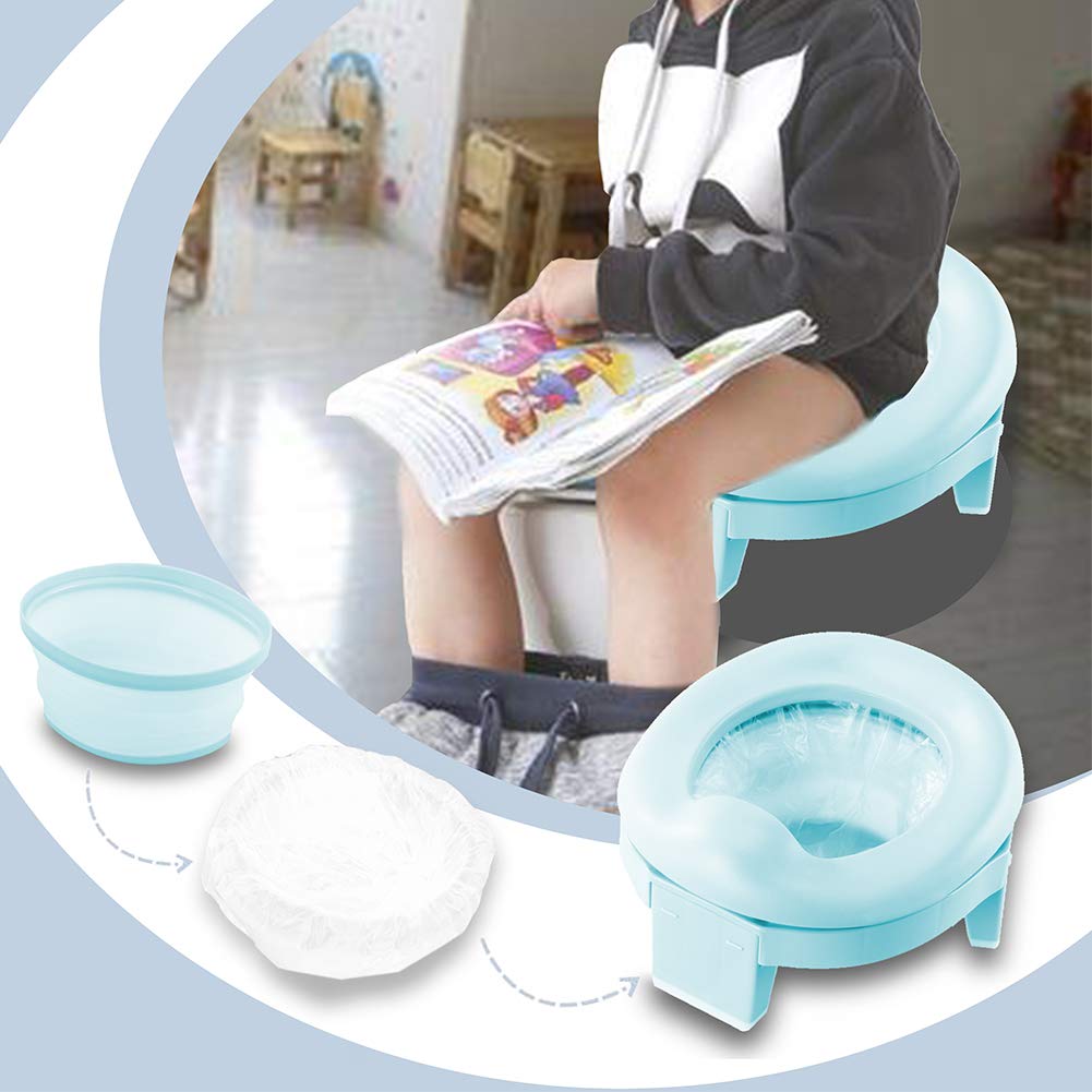 Travel Potty Kids Portable Folding Potty Training seat Children 3-in-1 Go Potty for Travel (Blue)