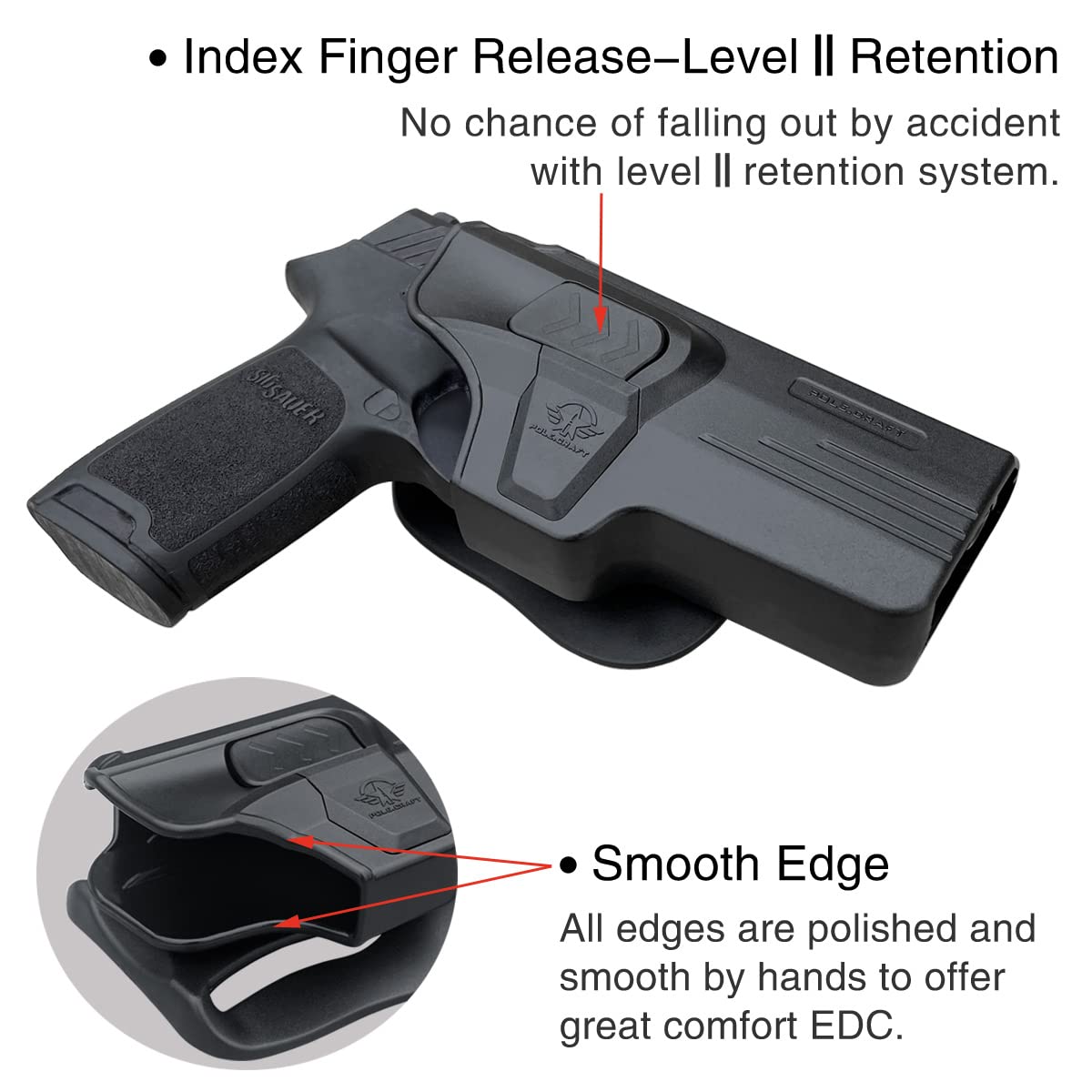 Pole.Craft OWB Paddle Polymer Holsters Fit: Sig Sauer P320 Full Compatible Sig Sauer P320 Carry Pistol, Outside Waistband Open Polymer Holster with Safety Lock, Angle adj-1.5β-2β Belt Adjustable