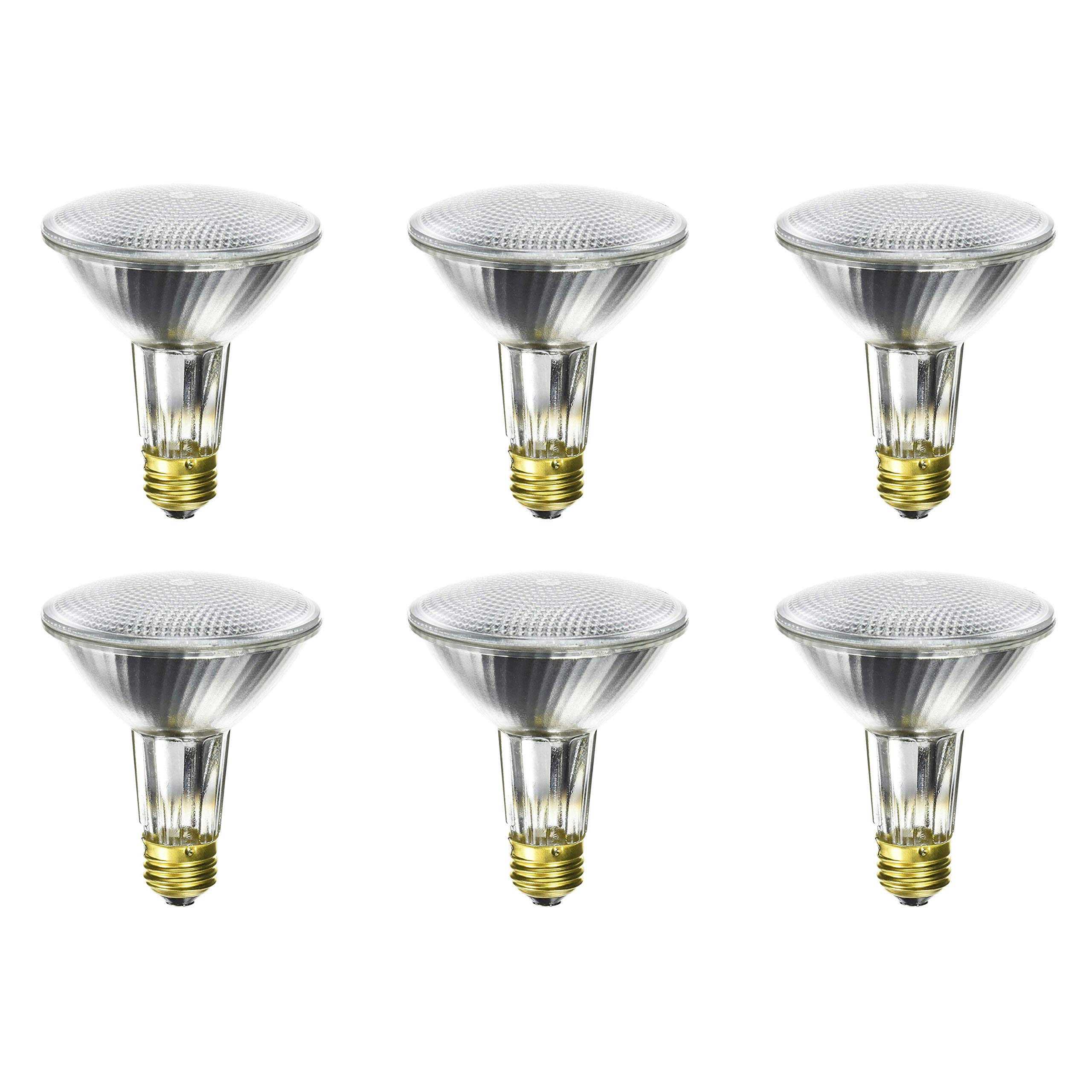 Sylvania 14823 Replacement 60W (75W Replacement) 60/PAR30LN/HAL/WFL/RP 120V Long Neck Reflector Lamp, Pack of 6