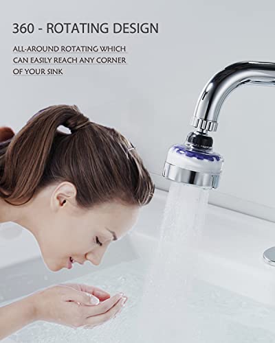 Sink Water Filter, 360° Rotating Bathroom Sink Filter, Kitchen Bathroom Universal Sink Water Filter Faucet-Removes Chlorine Fluoride Heavy Metals
