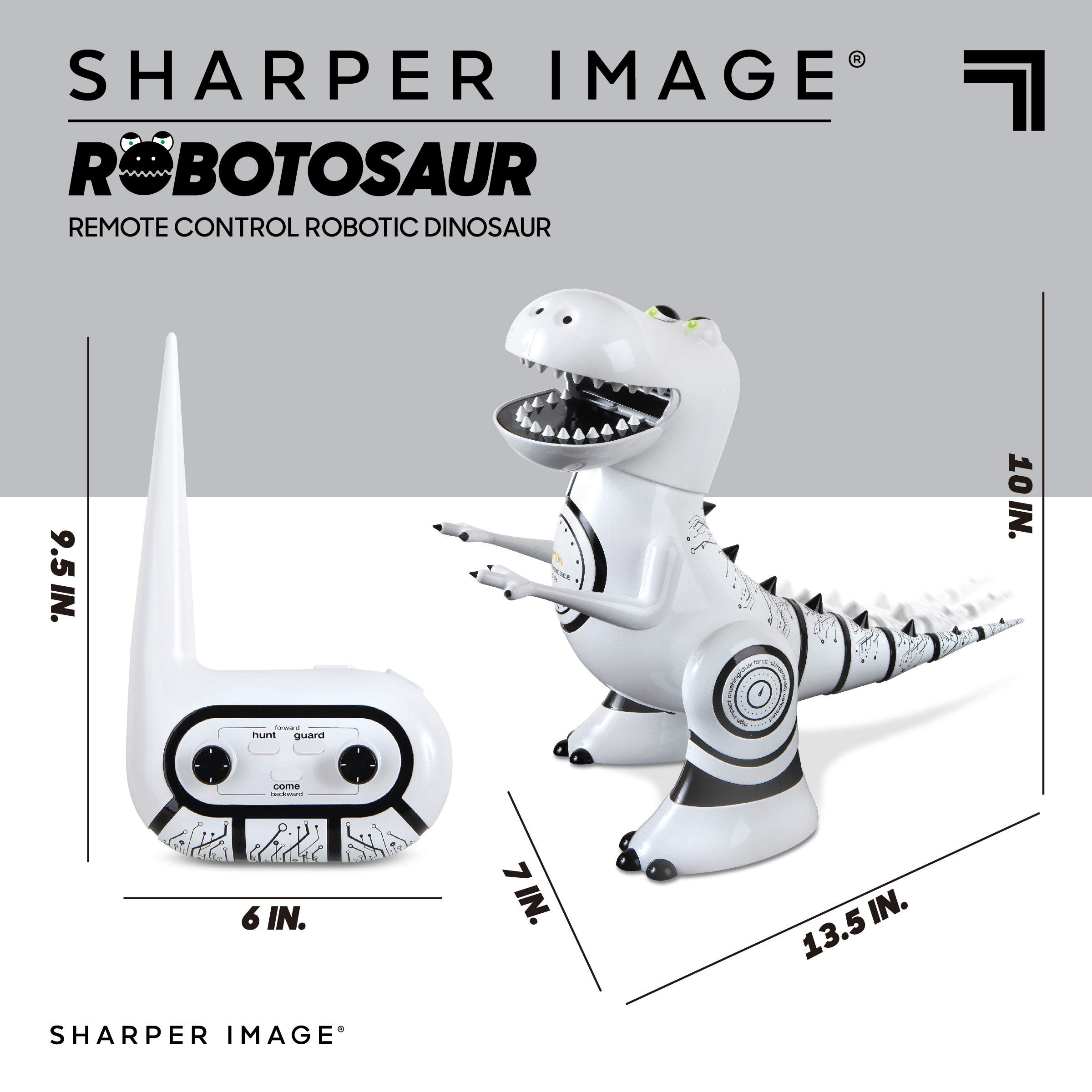 Sharper Image Interactive RC Robotosaur Dinosaur with Built-in Mood Sensors and Color-Changing LED Eyes