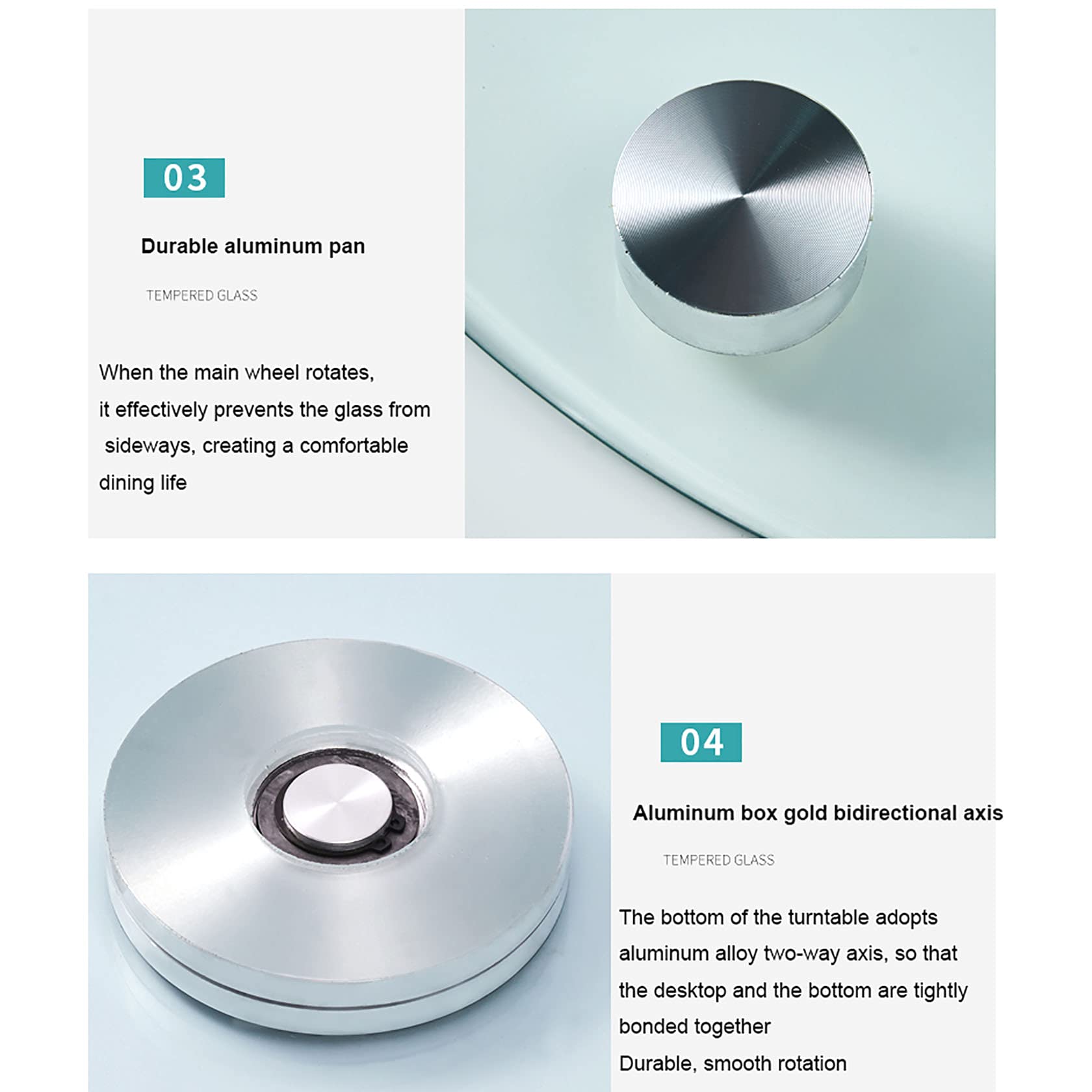 SETEXI 80 cm (30 inch) Glass Turntable for Table,Extra-Large Lazy Susan Turntable Rotating Tray Round Serving Plate with Aluminum Base Silent Bearing for Kitchen Dining Table Transparent Not Easy to