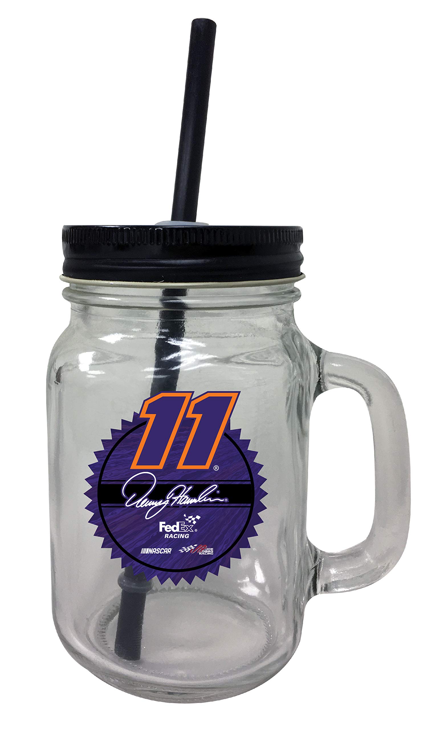 R and R Imports Officially Licensed NASCAR Denny Hamlin #11 Mason Jar Tumbler 2-Pack