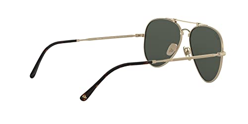 Ray-Ban RB8125M Titanium Aviator Sunglasses, Gold Demigloss/Polarized G-15 Green, 58 mm