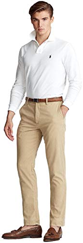 POLO RALPH LAUREN Men's Long Sleeve Mesh Polo Shirt (L, White)