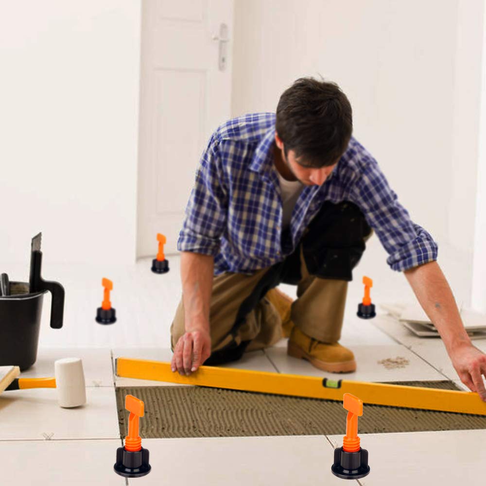 Tile Leveling System 1/16" Kit, 200 PCS Tile Leveler Spacers,1000 PCS 1/12" Tile Spacers, 8 Wrench and 200 PCS 1/16" Replaceable Steel Pins Tile Tools Installation for Walls Flooring Ceramic