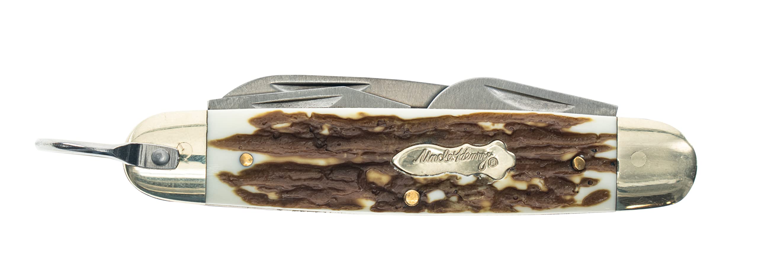 Uncle Henry Next Gen Staglon 23UH Scout 6.1in Folding Knife with 2.4in Stainless Steel Drop-Point Blade, Awl, Can Opener, Screwdriver, Cap Lifter, and Staglon Handle for Hunting, Camping and EDC