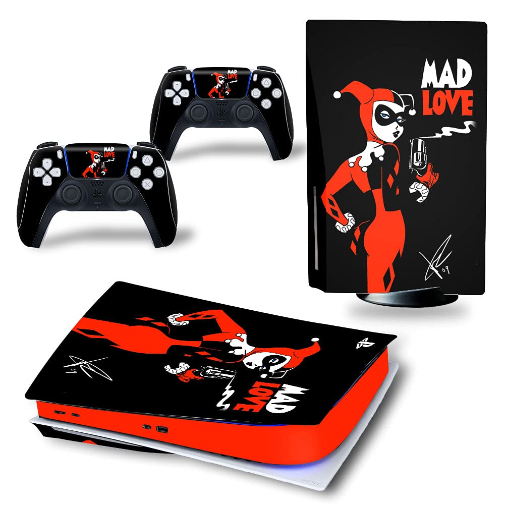 TINFOK PS5 Skin Vinyl Sticker Decal Cover For PlayStation 5 Disc Edition Console and Dualsense Controllers Scratch Resistant Durable Bubble Free - Clown Girl