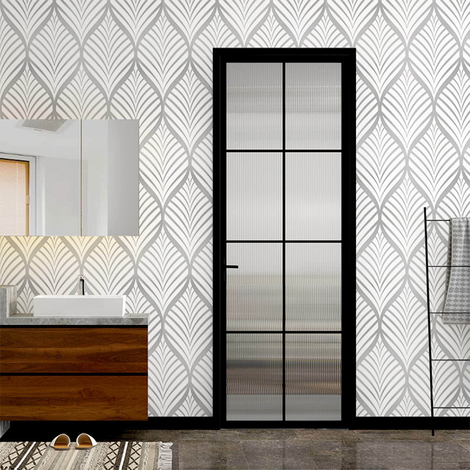 owlighting Peel and Stick Wallpaper, Silver Leaves Wallpaper, Modern Wallpaper, Vinyl Self Adhesive Wallpaper 17.7"x 118"