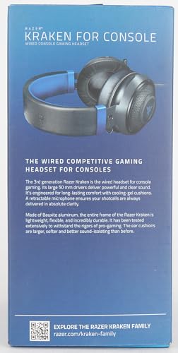 Razer Kraken for Console - Wired Console Gaming Headset (Custom-Tuned 50 mm Drivers, Cooling Gel-Infused Ear Cushions, Unidirectional Retractable Microphone, Cross-Platform) Black-Blue