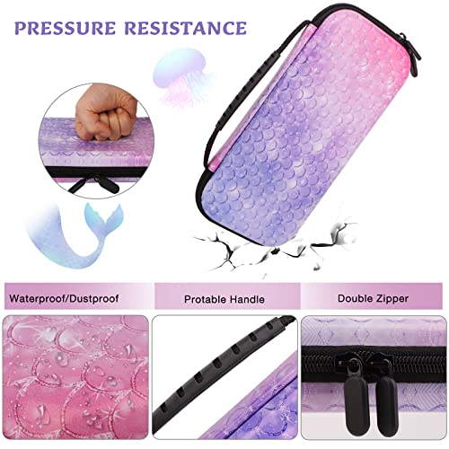 TCJJ Mermaid Hard Carrying Case for Nintendo Switch-Purple Portable Travel Case with Soft TPU Protective Case Cover Compatible with Nintendo Switch for Girls