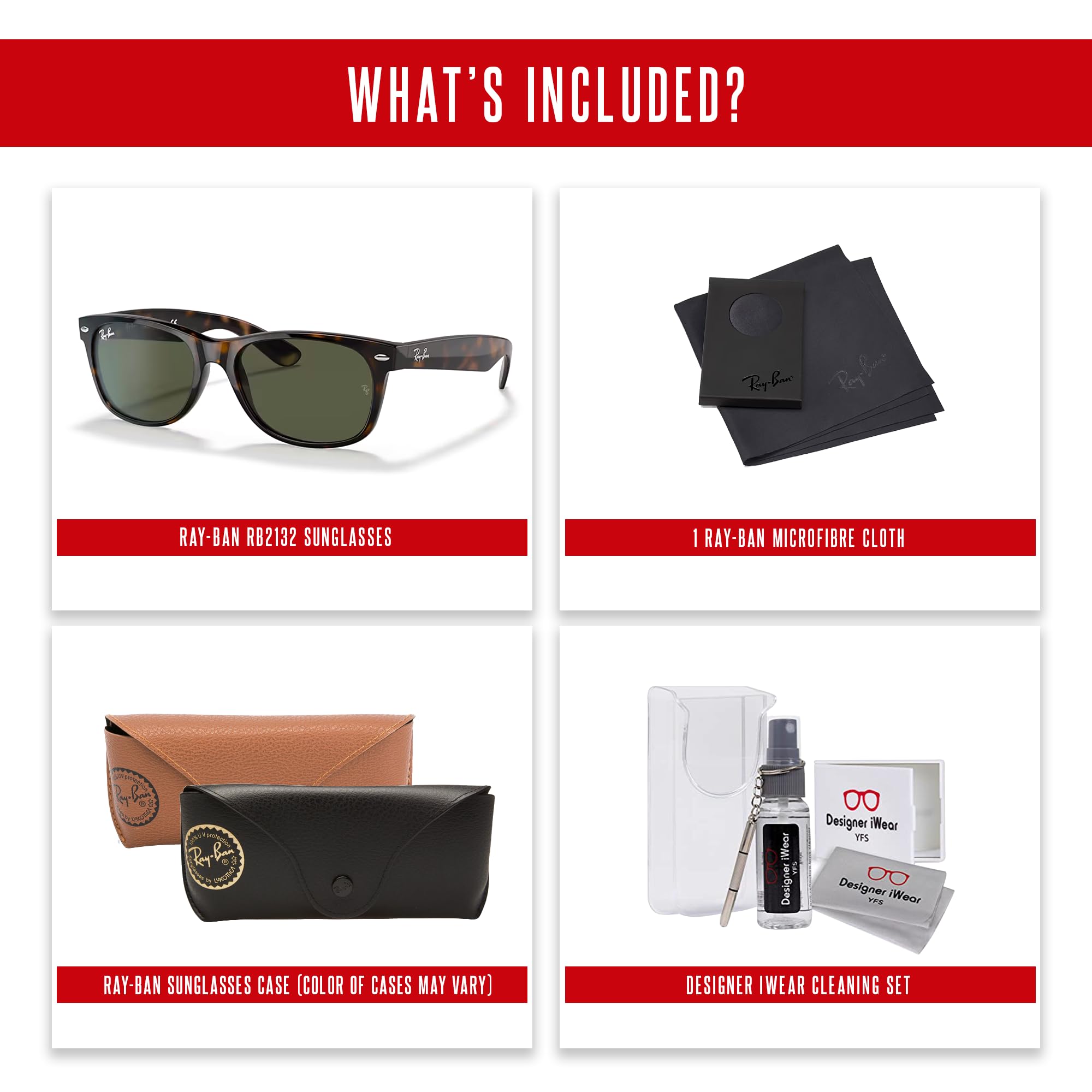 Ray Ban RB2132 NEW WAYFARER 902/58 58M Tortoise/Crystal Green Polarized Sunglasses For Men For Women