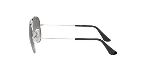 Ray-Ban Junior Kids' Rj9506S Metal Aviator Sunglasses, Black on Silver/Light Grey Gradient Dark Grey, 50 mm