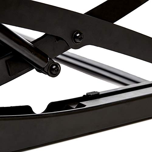 Seville Classics Airlift Height Adjustable Sit Converter Workstation Standing Ergonomic Dual Monitor Riser Keyboard Tray & Phone/Tablet Holder, Cut-Out Desk 35", Black