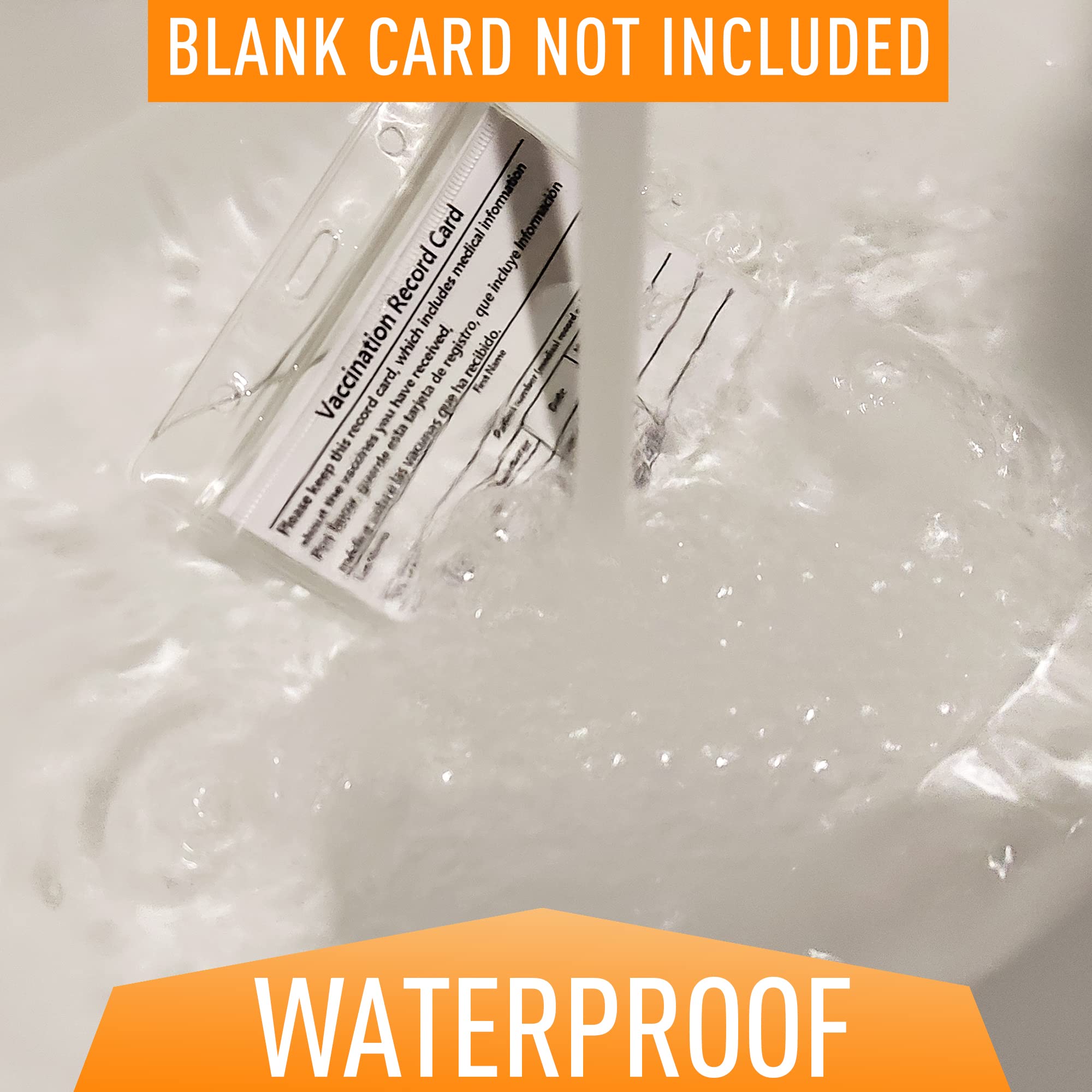 Waterproof Vaccination Card Protector, 5 Pack Plastic ID Holder for Vaccination Card Clear Plastic Card Sleeves with Hole Slots for Lanyards, Vax Document Holders with Resealable Zip, PVC - 4.25"x3"