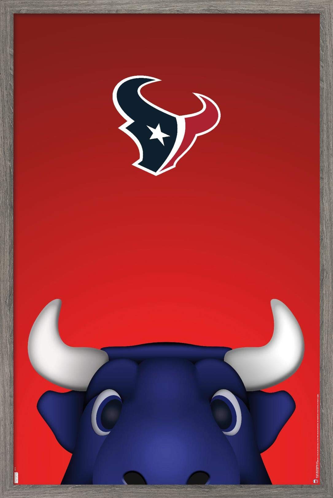 Trends International NFL Houston Texans - S. Preston Mascot Toro 20 Wall Poster, 14.725" x 22.375", Barnwood Framed Version