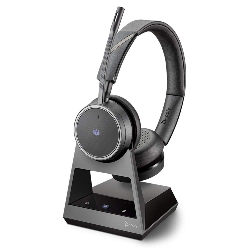 Plantronics-Voyager 4220 Office-Dual On-Ear (Stereo)Headset- 2-Way Base - USB C- Noise Canceling-Connects to Deskphone/PC Mac-Works with Teams (Certified), Zoom