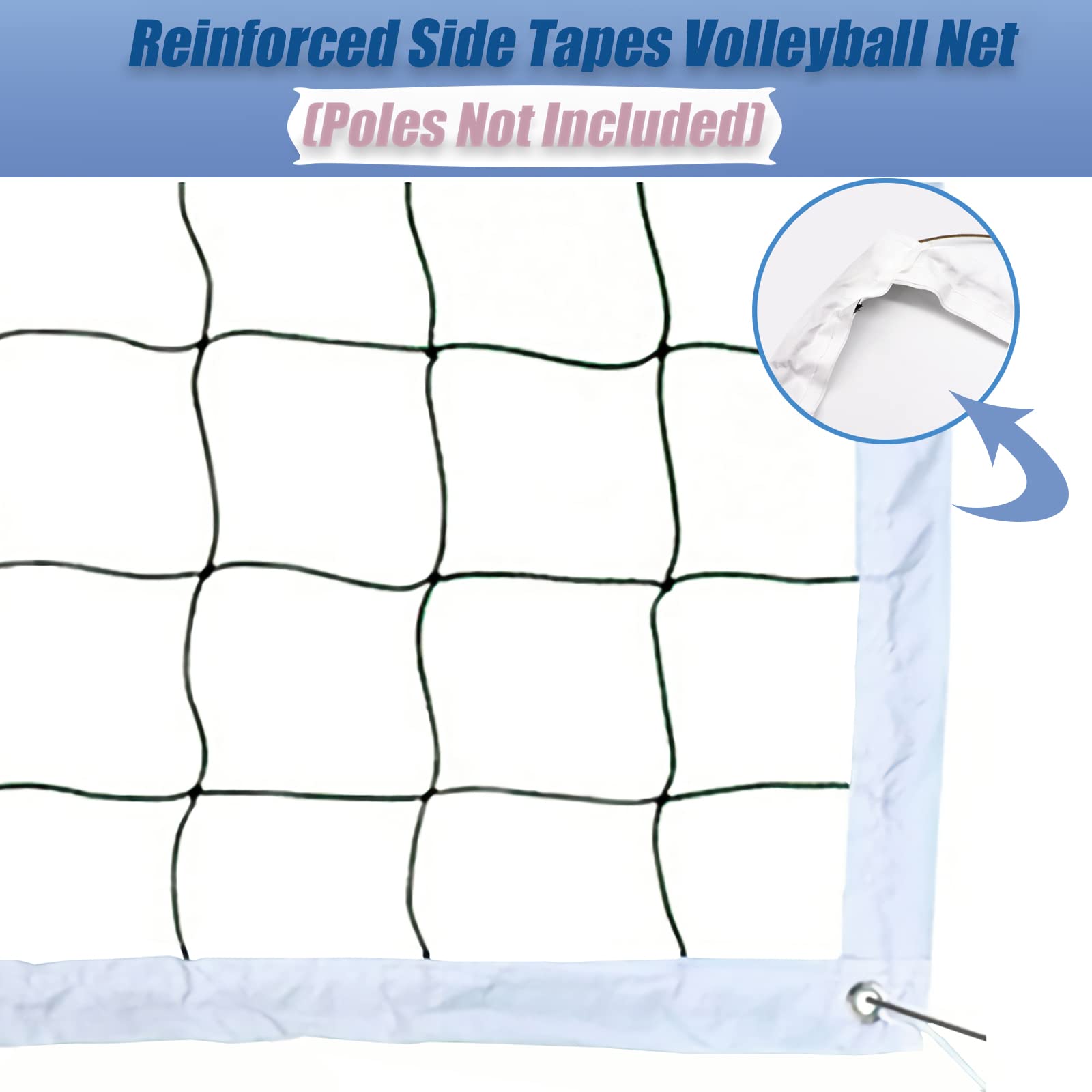 Volleyball Net Outdoor, Heavy Duty Volleyball Net for Backyard, 32 x 3 FT Professional Net with Reinforced Side Tapes for Ground Pool Sports, Portable Replacement Net for Beach (Poles Not Included)