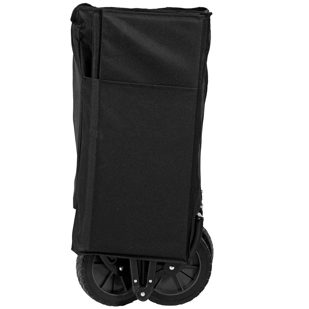 S AFSTAR Folding Wagon Cart, Collapsible Garden Wagon w/Adjustable Handle & Universal Wheels, Heavy Duty Folding Utility Cart for Agricultural Material Toy Grocery, Load Capacity up to 180Lbs (Black)