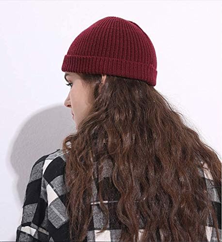 ROYBENS 2pcs Swag Wool Fisherman Beanies for Men, Knit Short Watch Cap Winter Warm Hats