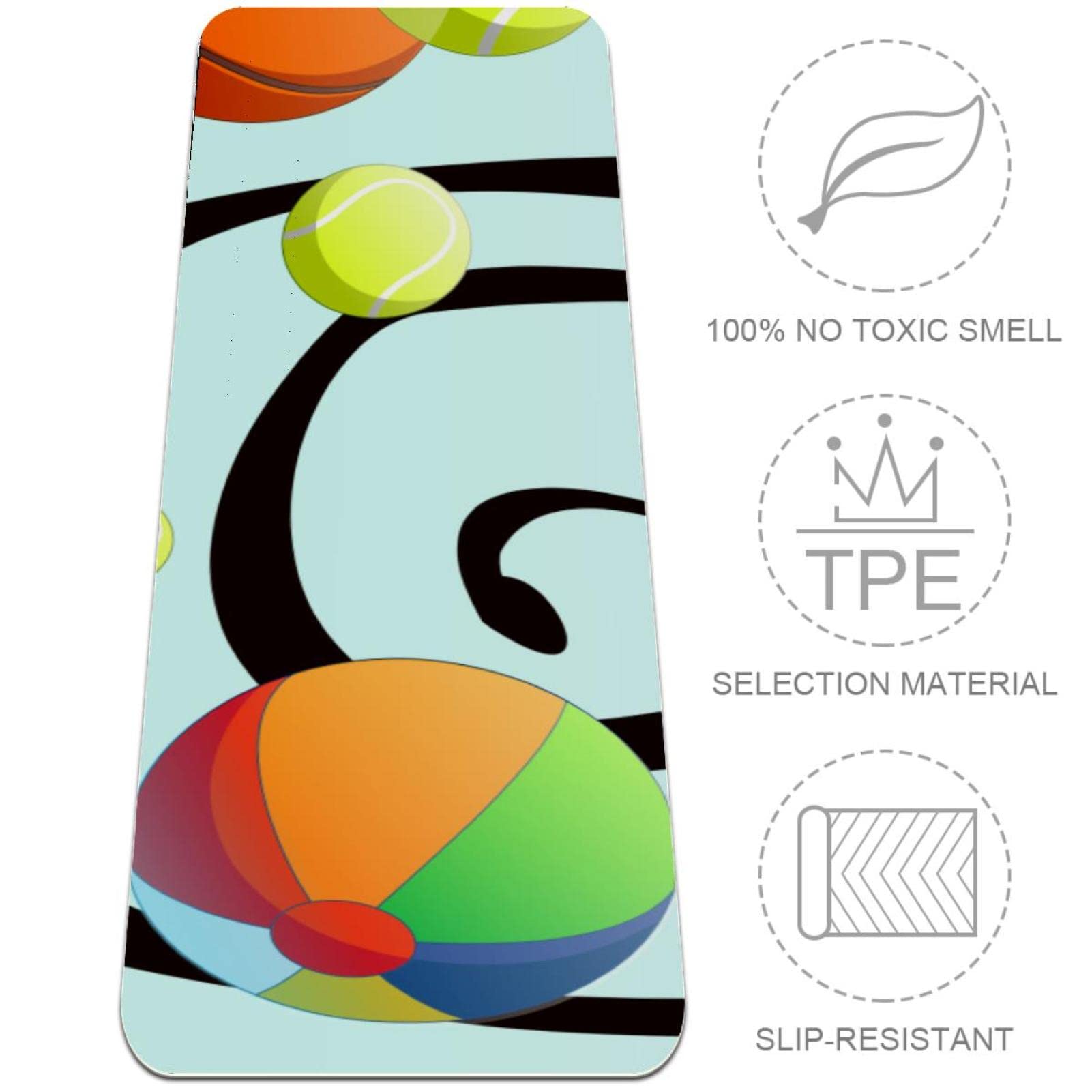 Yoga Mat, Yoga Mats for Home Workout, Workout Mat, Exercise Mats, Pilates Mat, Balls Spiral 3D