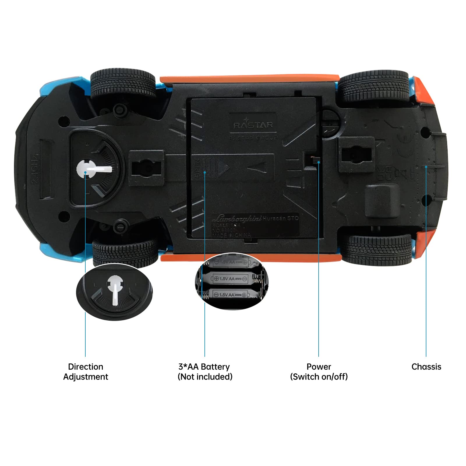 RASTAR Lamborghini Remote Control Car, 1/24 RC Lamborghini Huracán STO Toy Car RC Cars, Gifts for Dad