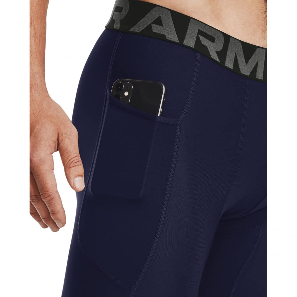 Under Armour Men's Armour HeatGear Compression Shorts , Midnight Navy (410)/White, Small