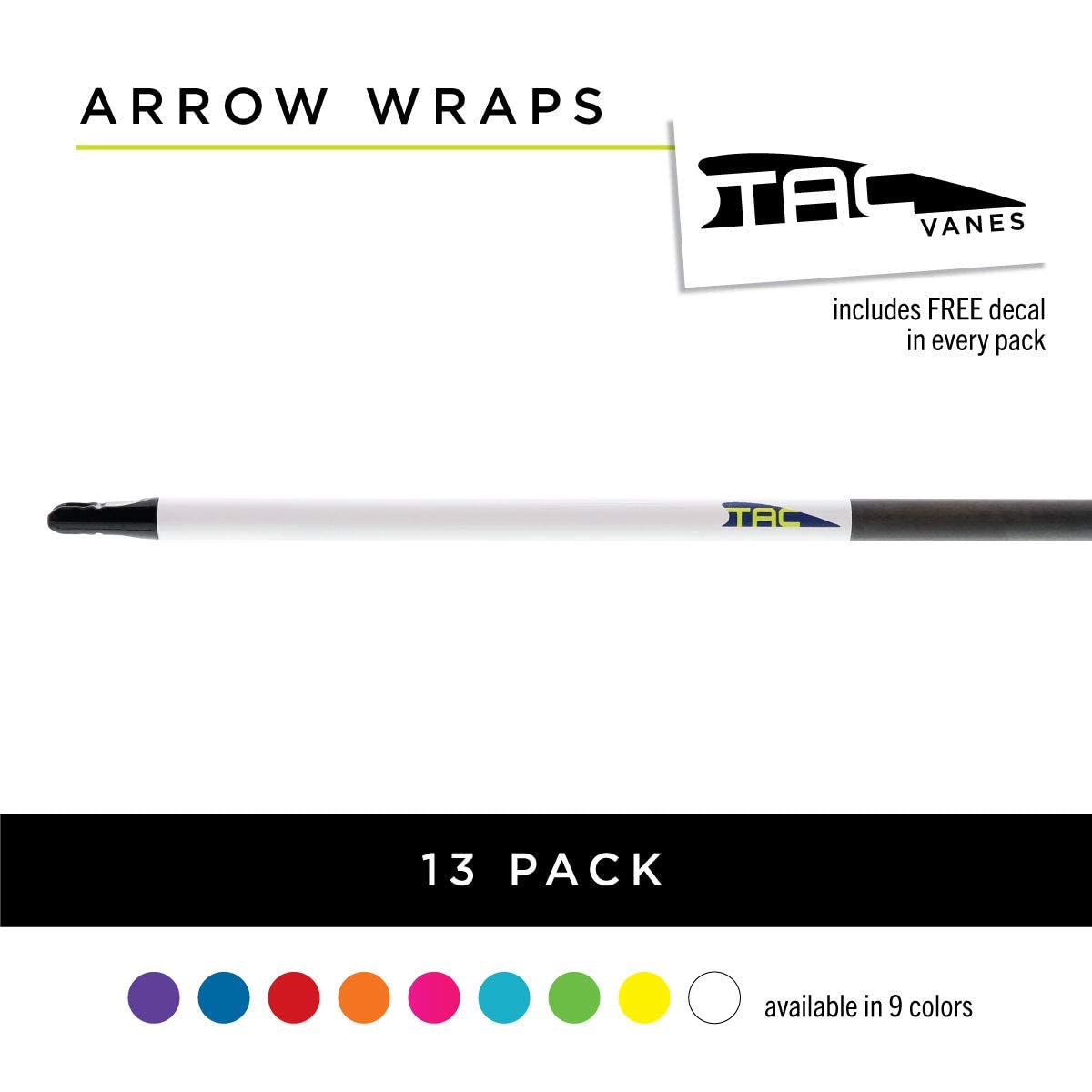 TAC Vanes Arrow Wraps, 4.25" x 1.0", White Wraps, Pack of 13 Arrow Wraps, Arrow Accessories for Archery Bowhunting and Target Shooting