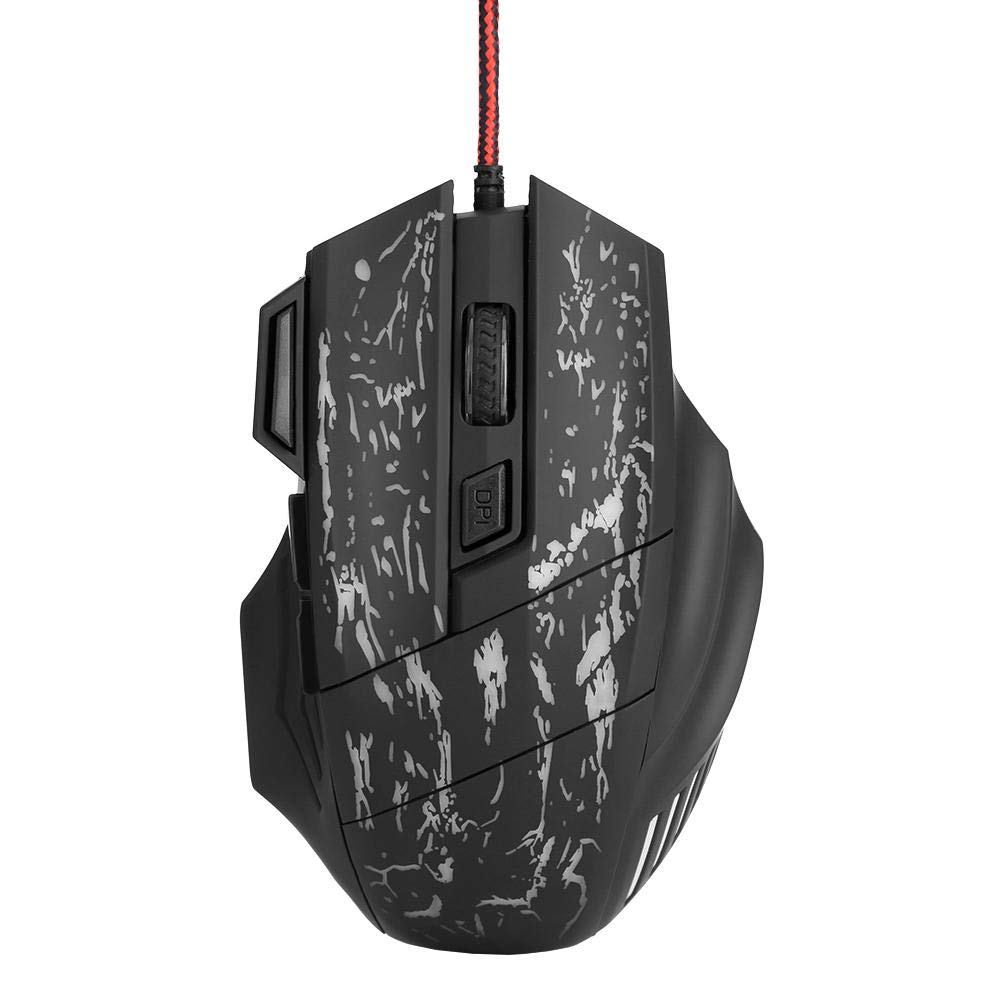 Pomya Game Mouse, 7 Buttons USB Wired Optical Game Mouse Light Computer Mouses for PC Games