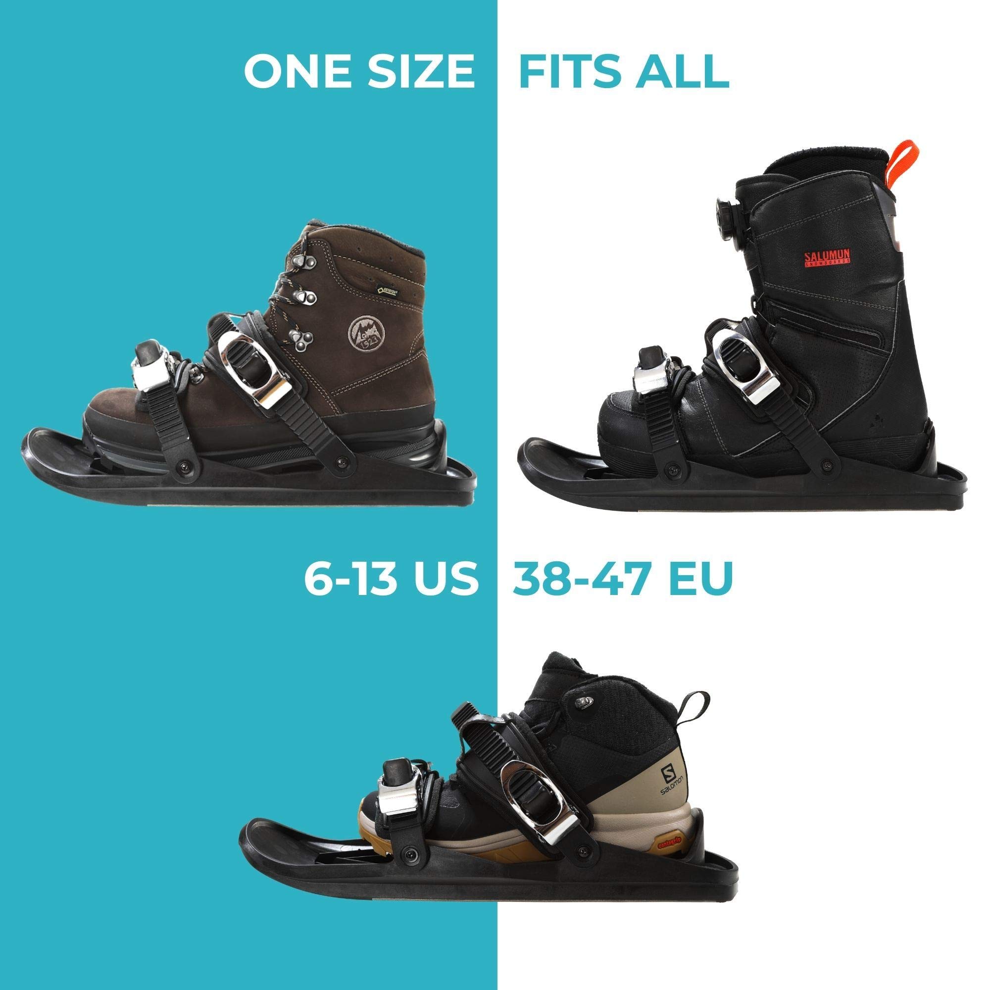 Snowfeet - Mini Short Ski Skates for Snow | Skis for Winter Shoes | Short Snowskates Snowblades Skiboards | The Real Original (RED)