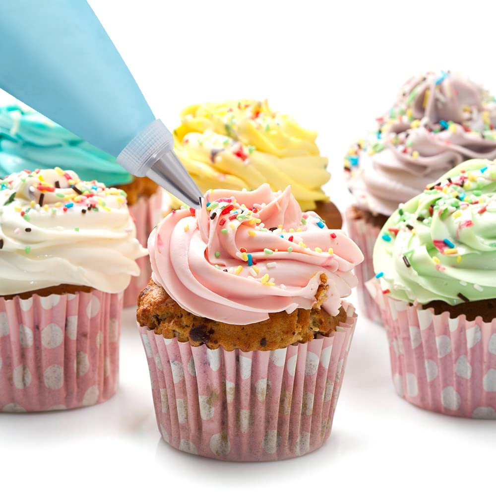 Wddeevoi Piping Bags and Tips Set, Cakes Decorating Kit Supplies with 2 Reusable Pastry Bags, 18 Frosting Tips, 2 Couplers, 2 Bag Ties, 3 Cake Scraper, Cake Decorating Tools for Cookie Icing