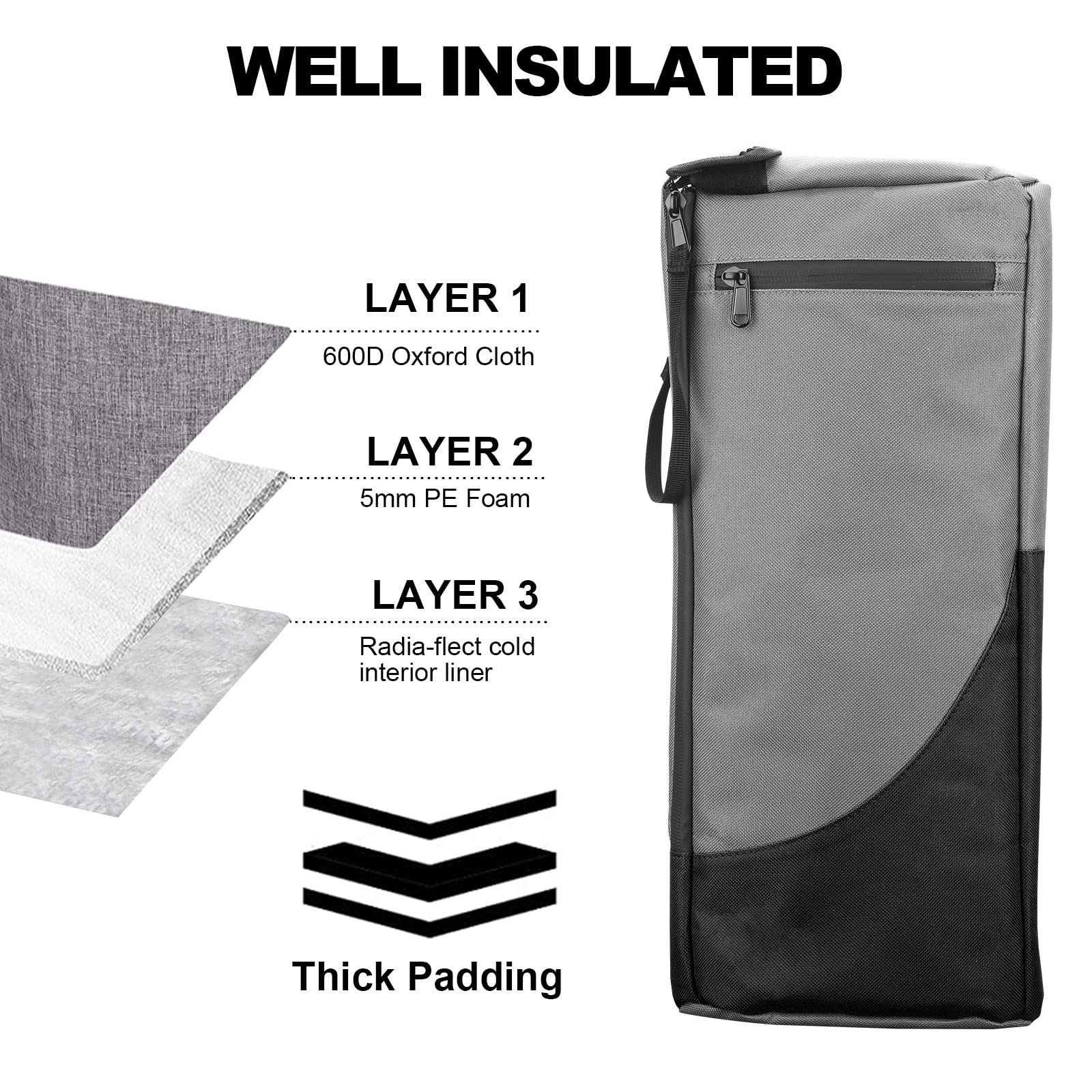 Wessleco Golf Cooler Bag, Golf Cart Cooler Bag, 6 Pack Golf Beer Cooler Sleeve for Adjustable Shoulder Strap (Grey&Black)
